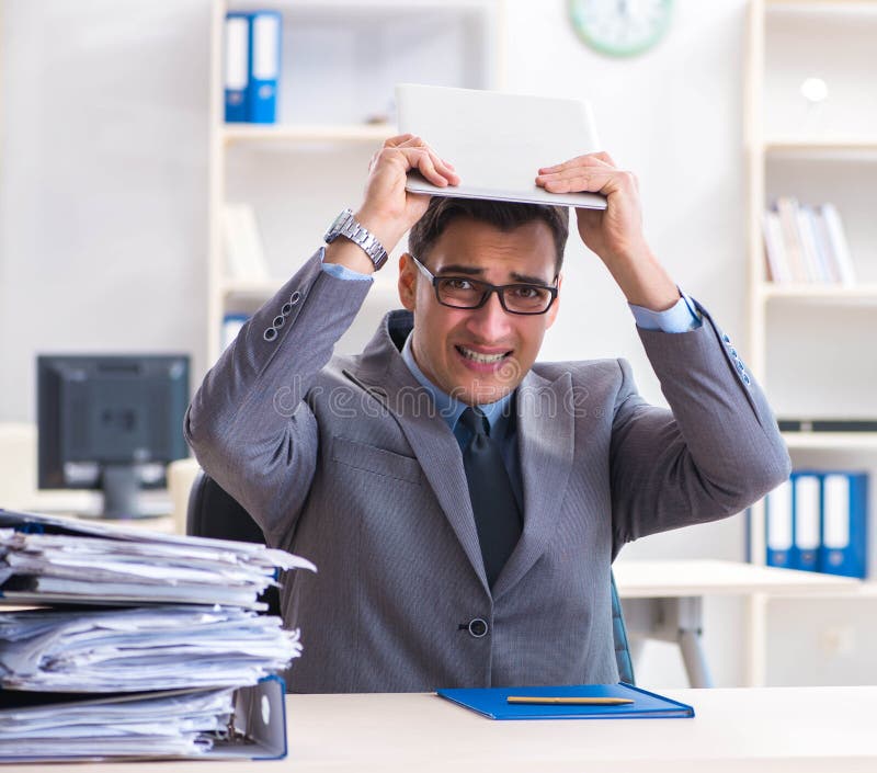 Overloaded with Work Employee Under Paperwork Burden Stock Photo ...