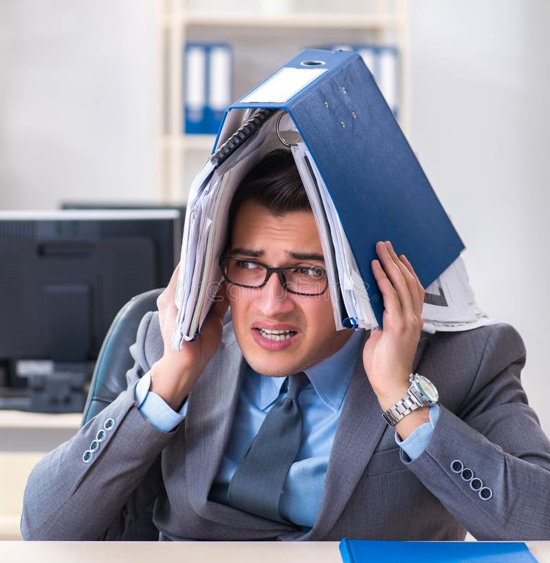 Overloaded with Work Employee Under Paperwork Burden Stock Photo ...