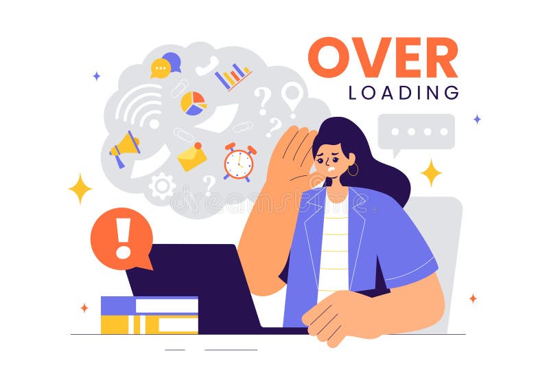 Overloading Vector Illustration of a Busy Employee Multitasking To ...