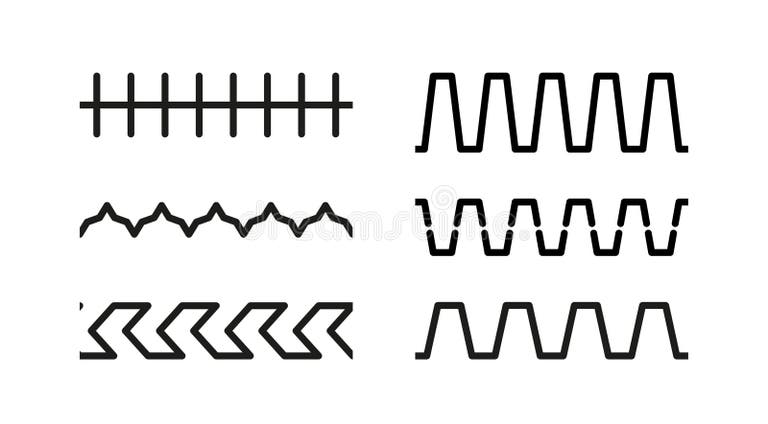 Overlock Embroidery Seamless Elements. Sewing Stitches Zigzag. Vector ...