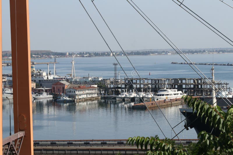 Morning Window View at the Ship Harbor Stock Photo - Image of crane ...