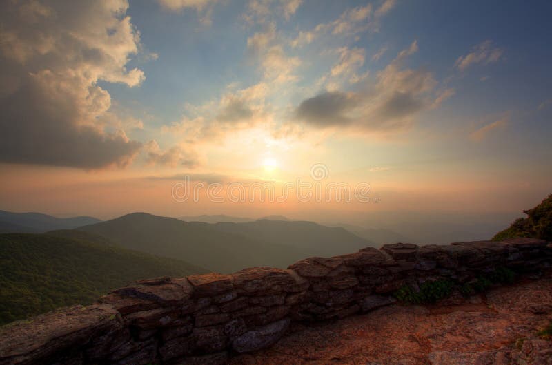 Overlook Sunset in the Mountains Stock Photo - Image of outdoors, blue ...