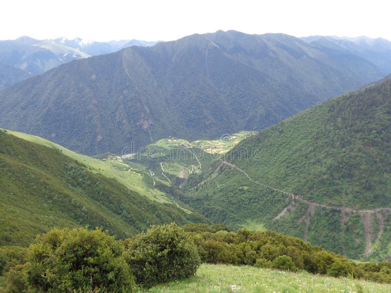 Overlook the Valley from a High Mountain Stock Image - Image of valley ...