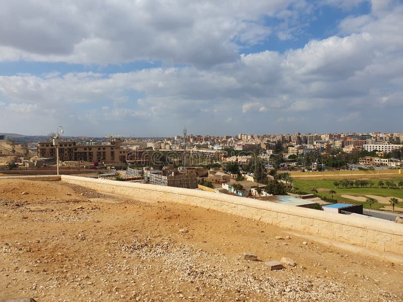 Overlooking Cairo City at Pyramids Stock Image - Image of cairo, city ...
