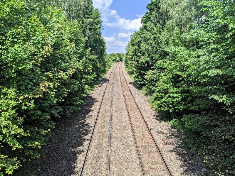 Overlooking an Empty Train Track Stock Image - Image of tracks, trees: 185219021