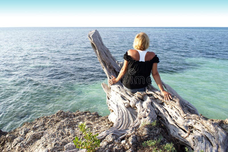 Overlooking the Ocean stock image. Image of lady, season - 22512137