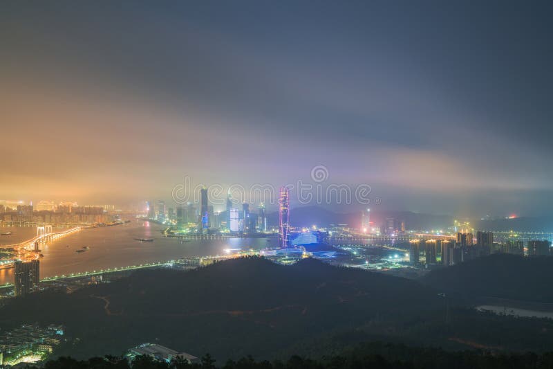 Overlooking the Panoramic View and Night Scenery of Macau, China Stock ...