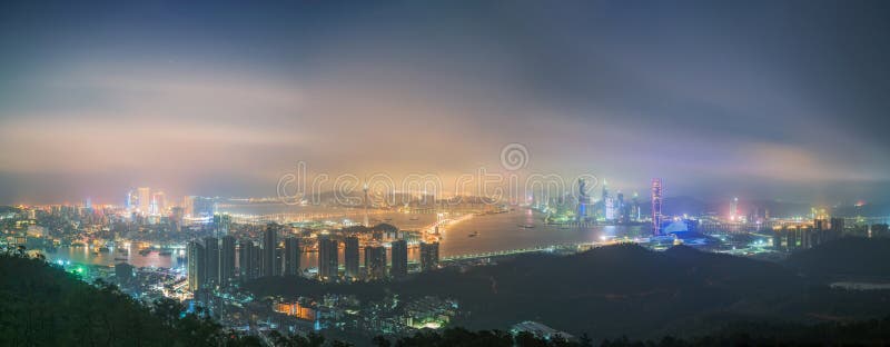 Overlooking the Panoramic View and Night Scenery of Macau, China Stock ...