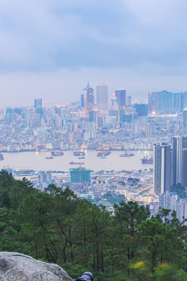 Overlooking the Panoramic View and Night Scenery of Macau, China Stock ...