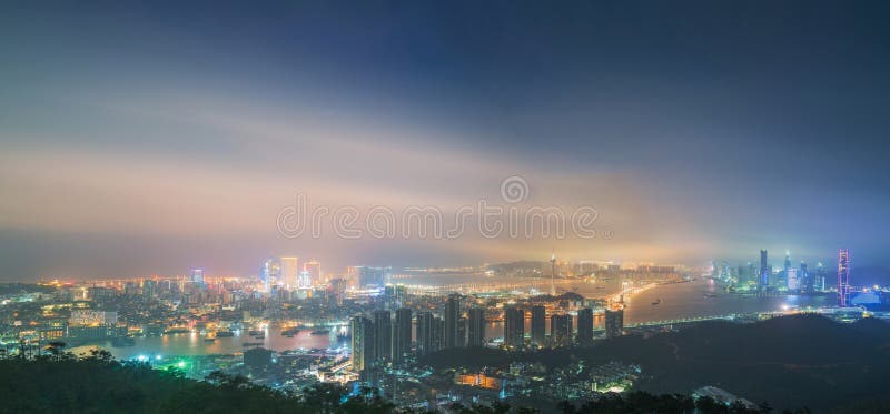 Overlooking the Panoramic View and Night Scenery of Macau, China Stock ...