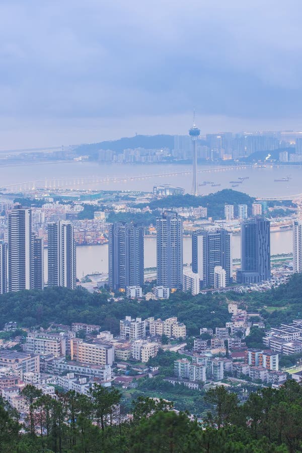 Overlooking the Panoramic View and Night Scenery of Macau, China Stock ...