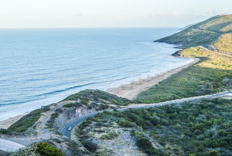 Overlooking the Road and the Coast Stock Image - Image of beach ...