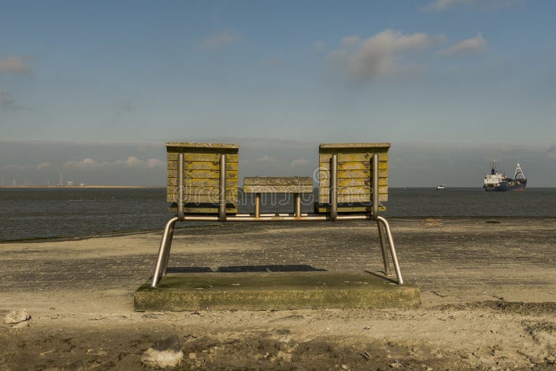 Overlooking the Sea, a Bench Stock Image - Image of relax, scenery ...