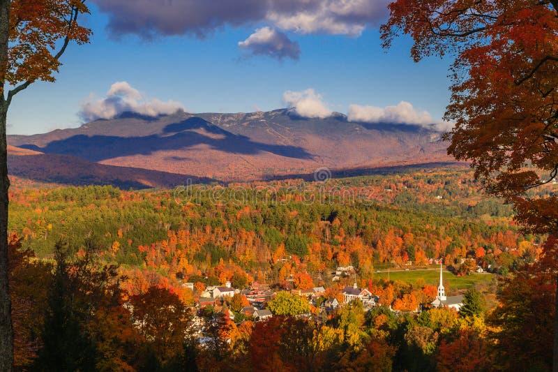 Overlooking Stowe Village in the Fall Stock Photo - Image of fall ...
