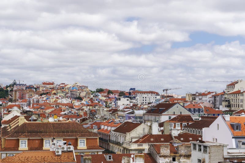 Overlooking View of Buildings with a Cloudy Sky in the Background Stock ...