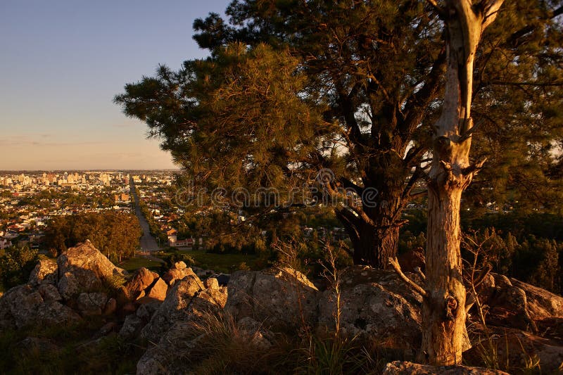Overlooking View of City Buildings with a Scenery of Sunset Stock Image ...