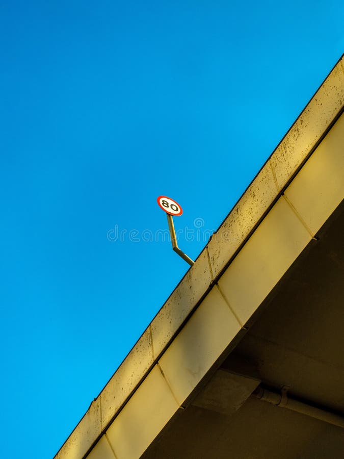 Overpass Bridge Highway with 80 Road Sign Against Blue Sky Stock Photo ...