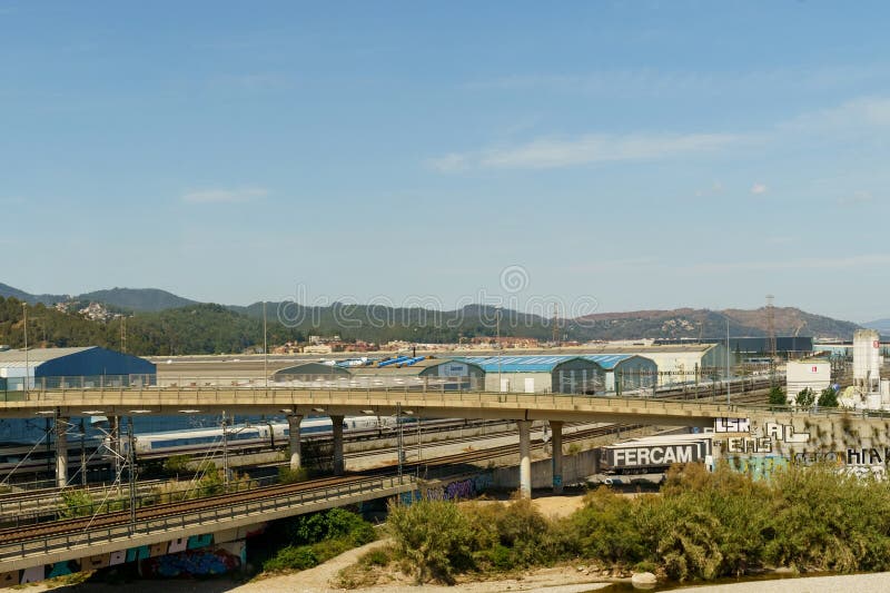 Overpass Bridge and Train Tracks in Spain Editorial Image - Image of ...