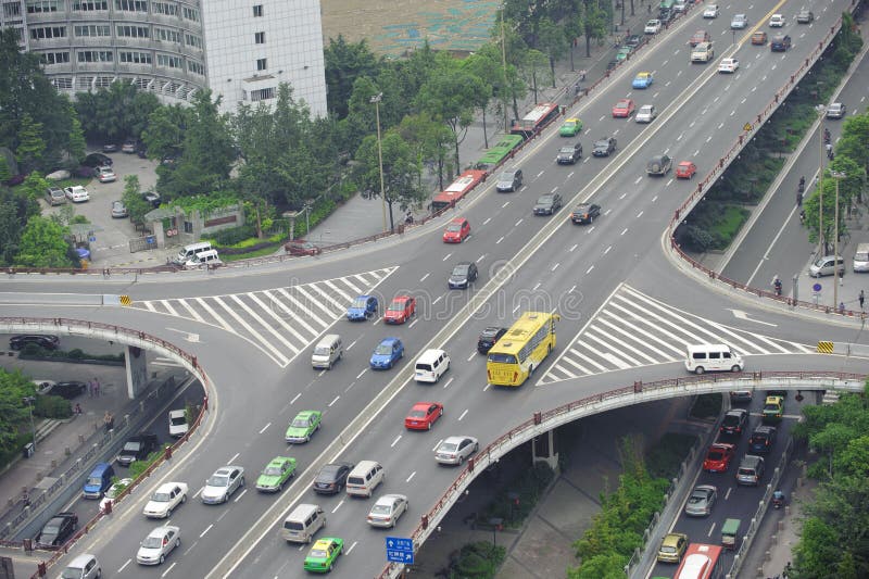 Overpass in China City Chengdu Stock Image - Image of crossroads ...