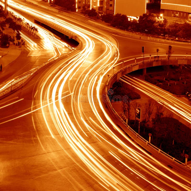 Overpass of the Light Trails Stock Photo - Image of blue, road: 23355444