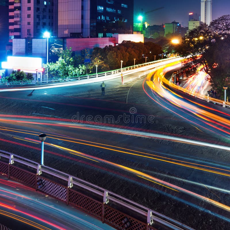Overpass of the Light Trails Stock Image - Image of highway, shanghai ...