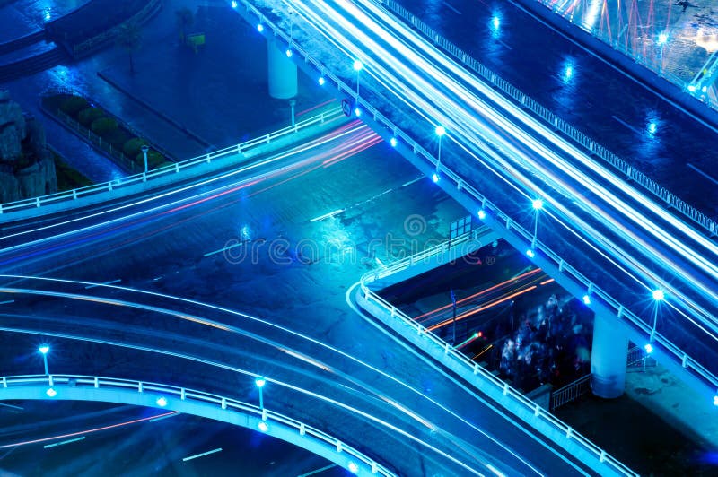 Overpass lit up at night stock photo. Image of overpass - 35651636
