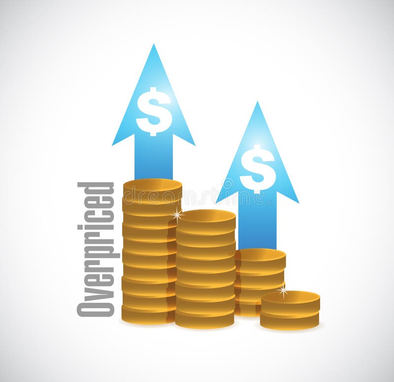 Overpriced Coin Graph Sign Concept Stock Illustration - Illustration of ...