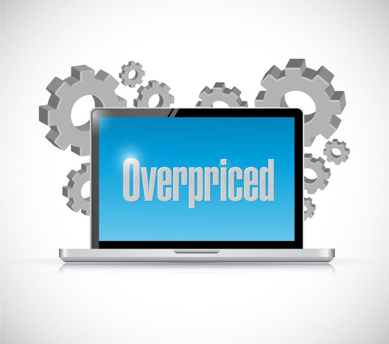 Overpriced Technology Computer Sign Stock Illustration - Illustration ...