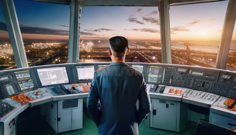 Overseeing Operations in a Modern Industrial Stock Image - Image of ...