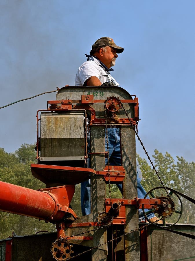 Overseer of a Threshing Machine Editorial Stock Photo - Image of farm ...