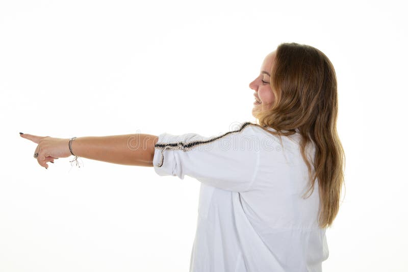 Oversized Beautiful Young Girl Arms Crossed Hand on Chin and Looking ...