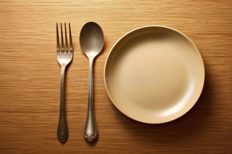 An Oversized Fork and Spoon Arranged Next To a Standard Dinner Plate ...