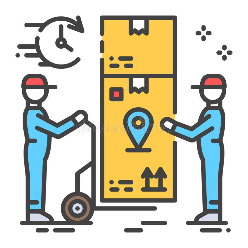 Oversized Goods Delivery Color Line Icon. Services Loaders Sign ...