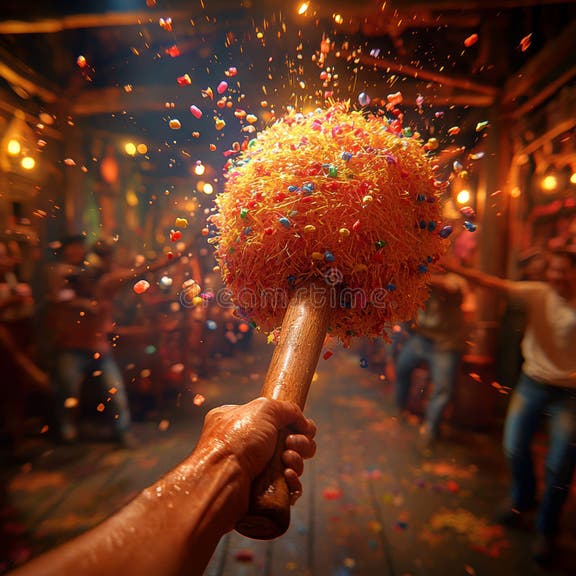 An Oversized Mallet Strikes a Large Cake, Causing it To Explode in ...
