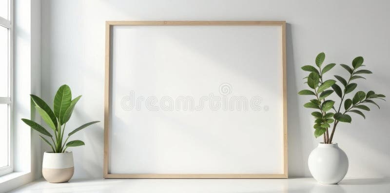 Oversized Minimalist Frame Against White Wall, Monochrome, Backdrop ...