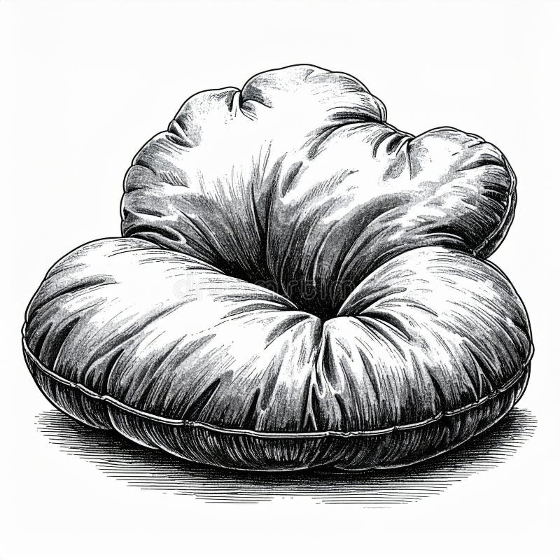 Oversized Plush Gray Cushion Chair Drawing Stock Illustration ...