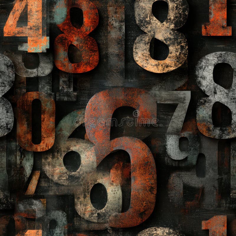 Oversized Rusty Digits on Dark Vintage Texture Stock Illustration ...