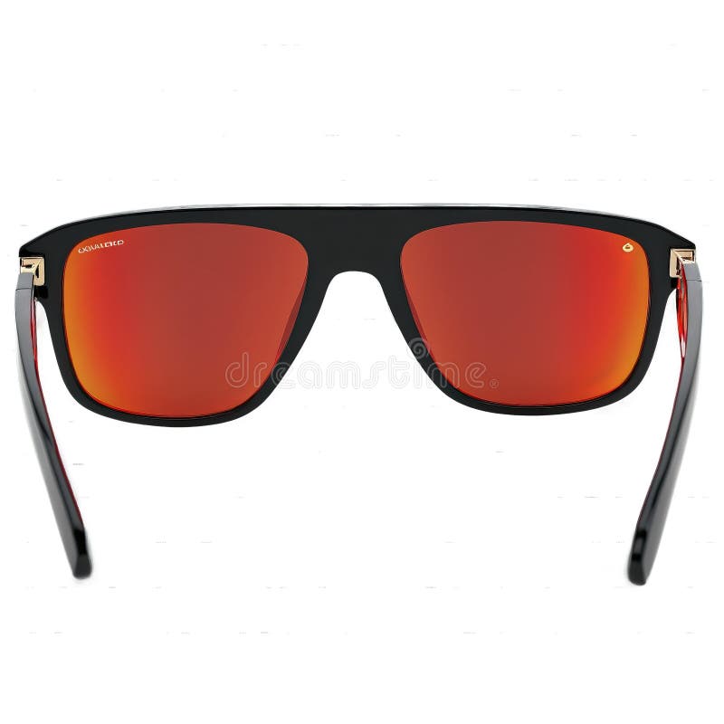 Oversized Sunglasses with Black Acetate Frames and Red Mirrored Lenses ...