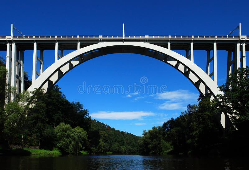 Overspannen Brug Over De Rivier Stock Afbeelding - Image of rivier ...