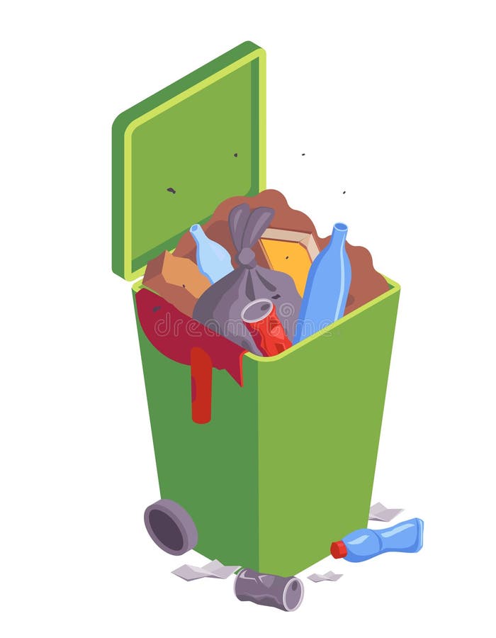 Overstuffed Garbage Container Composition Stock Vector - Illustration ...