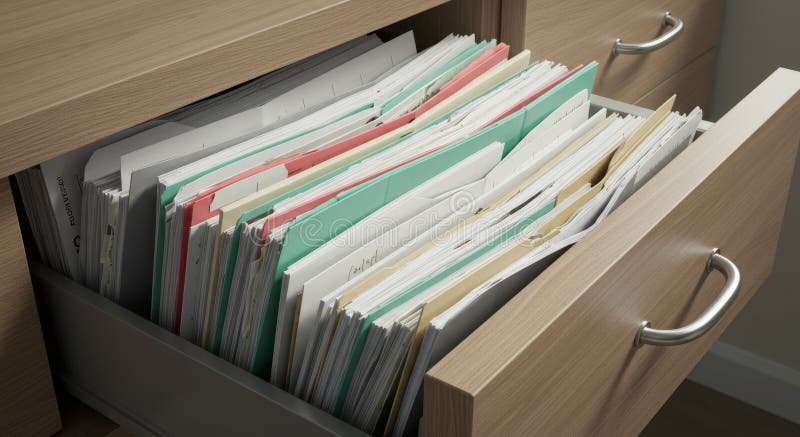 Overstuffed Office Drawer - a Cluttered Office Drawer Overflowing with ...