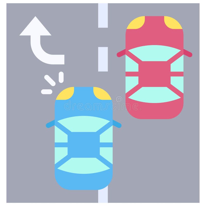 Overtaking Car Flat Icon, Car Accident and Safety Related Vector ...