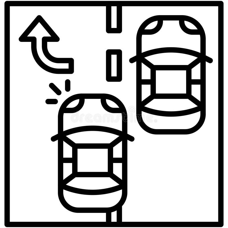 Overtaking Car Line Icon, Car Accident and Safety Related Vector ...