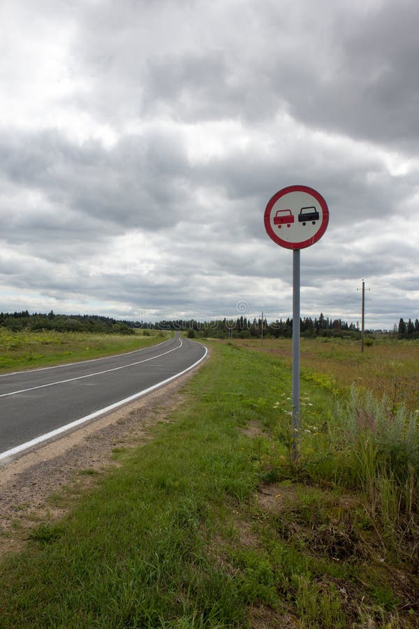 No Overtaking. Prohibited To Advance Indicating. Round Red Traffic Sign ...