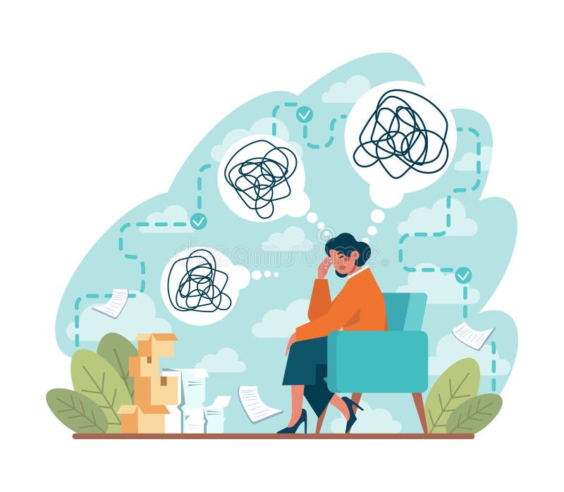 Overthinking. Anxiety and Stress Caused by Thinking Too Much Stock ...