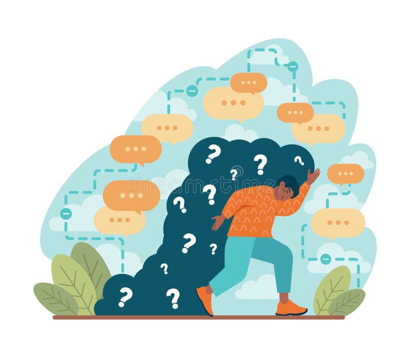 Overthinking. Anxiety and Stress Caused by Thinking Too Much Stock ...