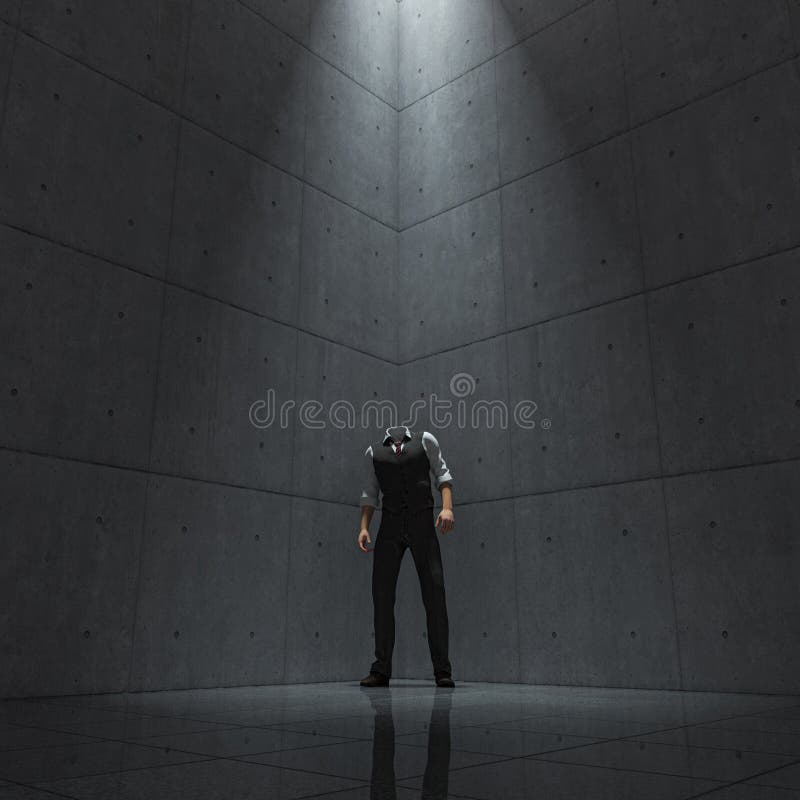 Headless Businessman on Concrete Background . Stock Illustration ...