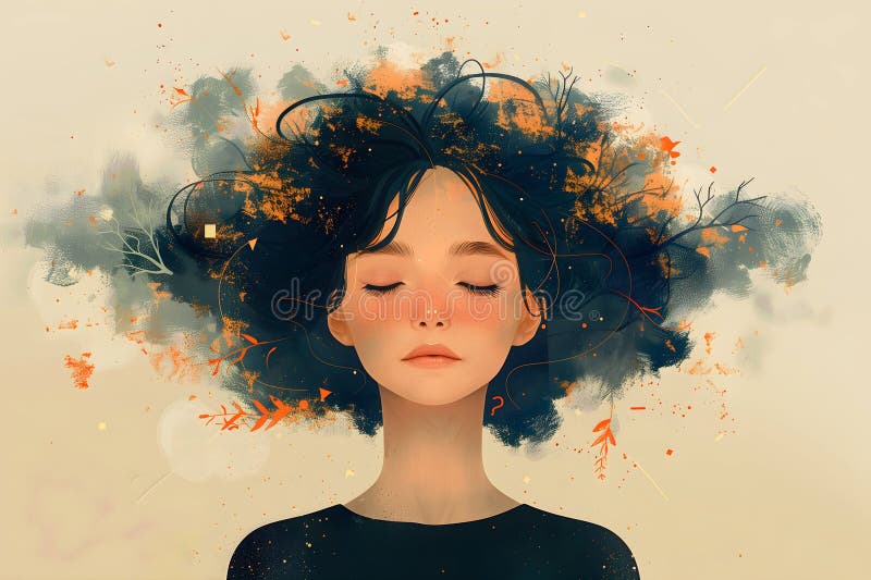 Overthinking, Depression, Anxiety – Cartoon Illustration of Emotional ...