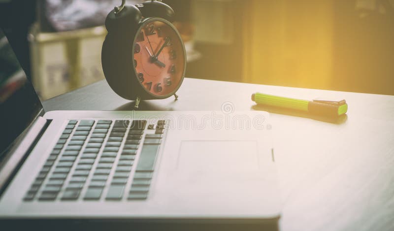 Overtime Clock with Sunlight Going Out Stock Photo - Image of desk ...