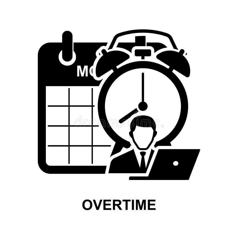 Overtime Logo Concept with Working Elements - Vector Stock Illustration ...